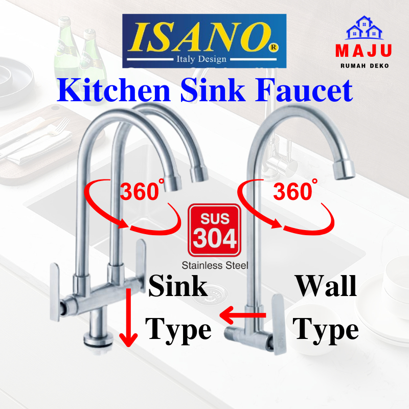 MAJU Kitchen Sink Faucet ISANO stainless steel 304 Sinki Basin Dapur ...