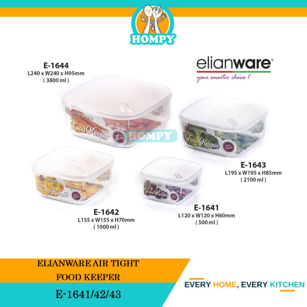 Elianware Air Tight Square Food Container / Elainware Food Keeper BPA ...