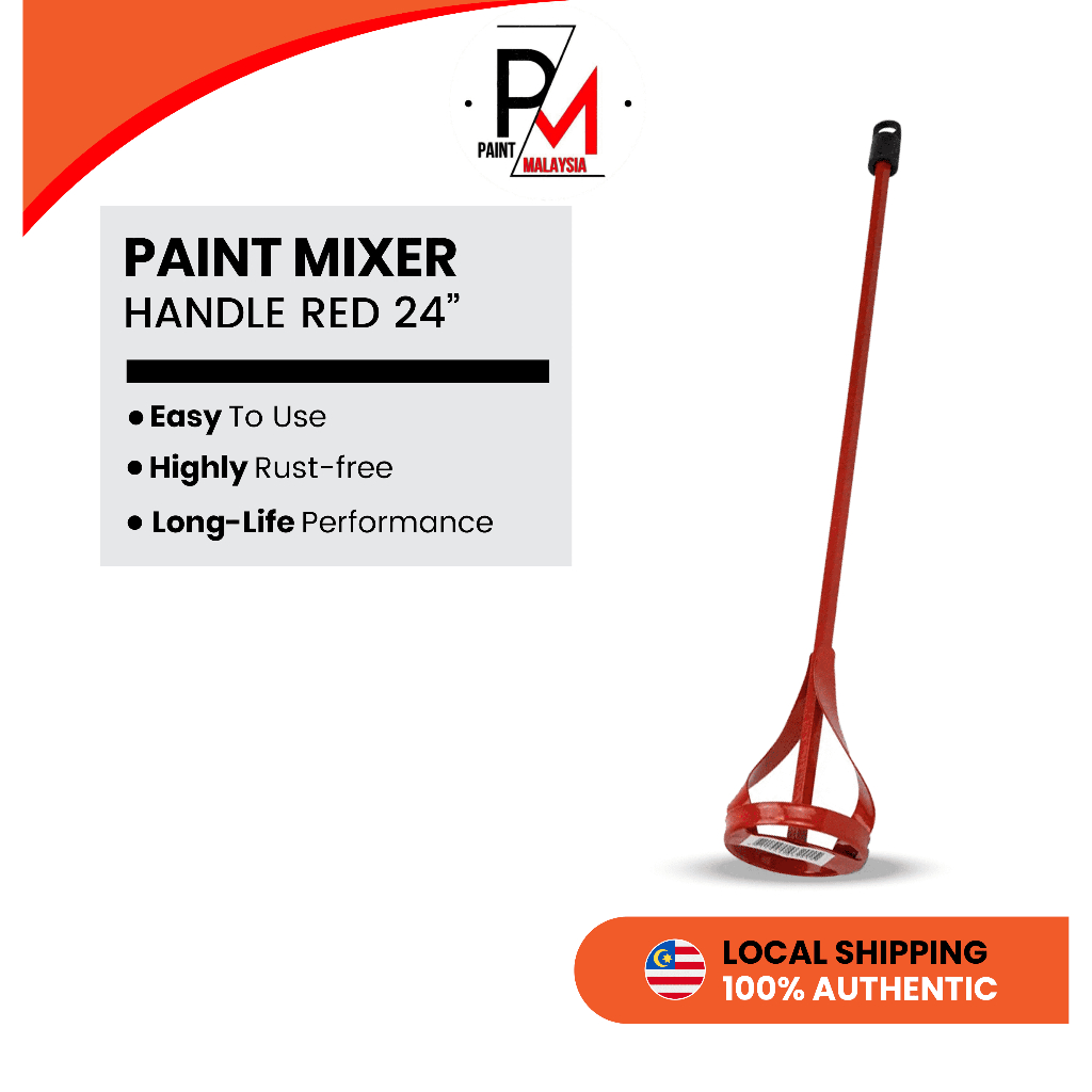 Paint Mixer Handle Red 24 Inch Cement Plaster Paint Mixer Tool High ...