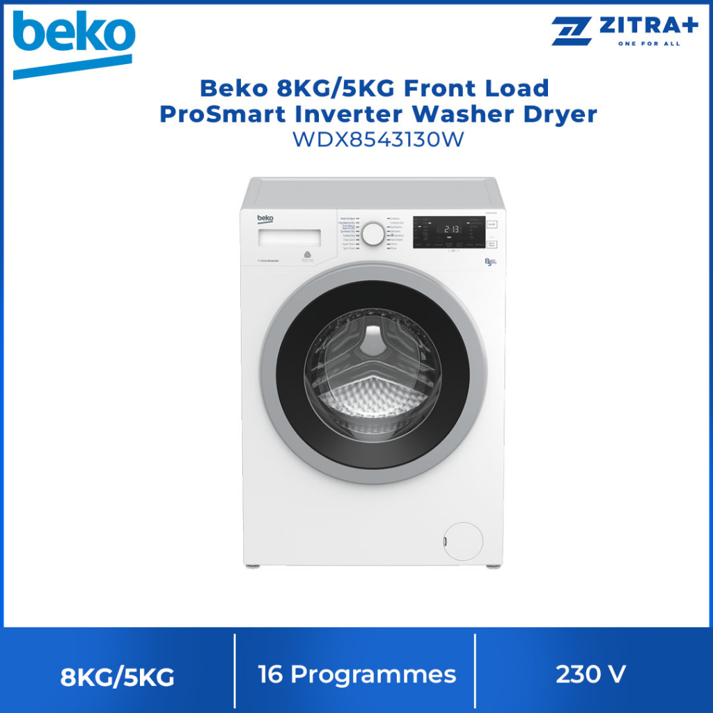 Beko 8KG/5KG Front Load ProSmart Inverter Washer Dryer WDX8543130W | 16 ...
