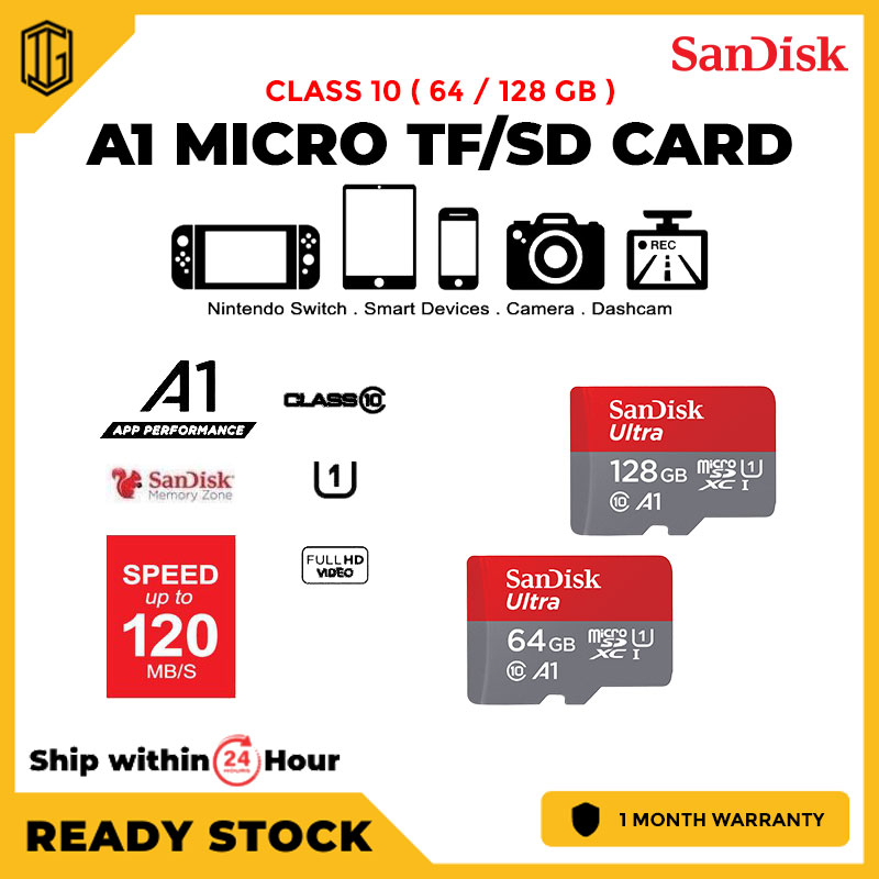 SANDISK A1 Memory Cards Camera Card Micro SD Card 120MB/s Class 10 UHS ...
