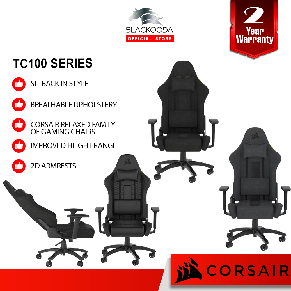 CORSAIR TC100 Relaxed Adjustable Armrest, Backrest, Height Gaming Chair ...