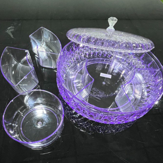 Crystal Bowl with 6 Compartments PS800/6 / Air Tight Party Serving Dome ...