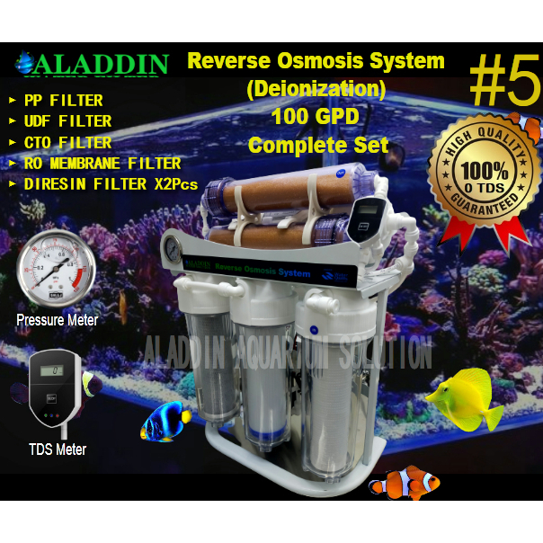 100GPD#5 /6Stage RO Water(Reverse Osmosis +DI Resin Deionization System ...