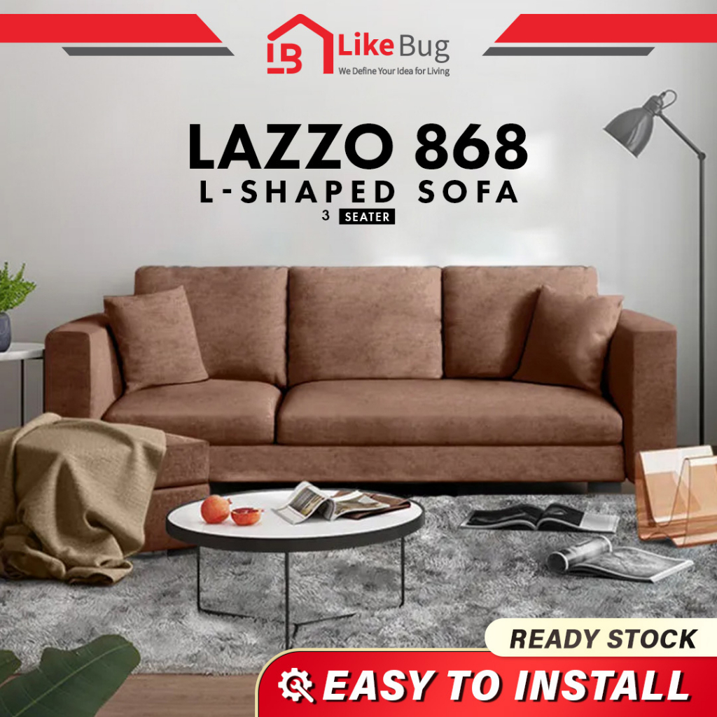 ⚡️LIKE BUG⚡️LAZZO 868 3 Seater Canvas L Shape Designer Sofa with Stool / SOFA | Shopee Malaysia