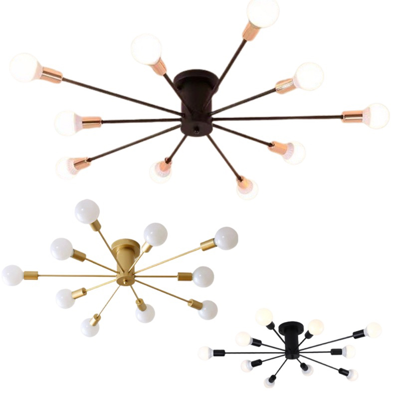 10 Heads Gold Ceiling Lamp iron industrial light | Shopee Malaysia