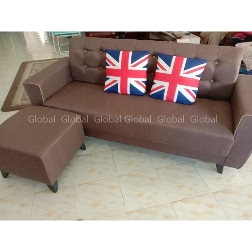 Fabric Sofa Kain / Velvet Sofa Baldu / PVC Sofa Kulit L Shape 3 Seater ...