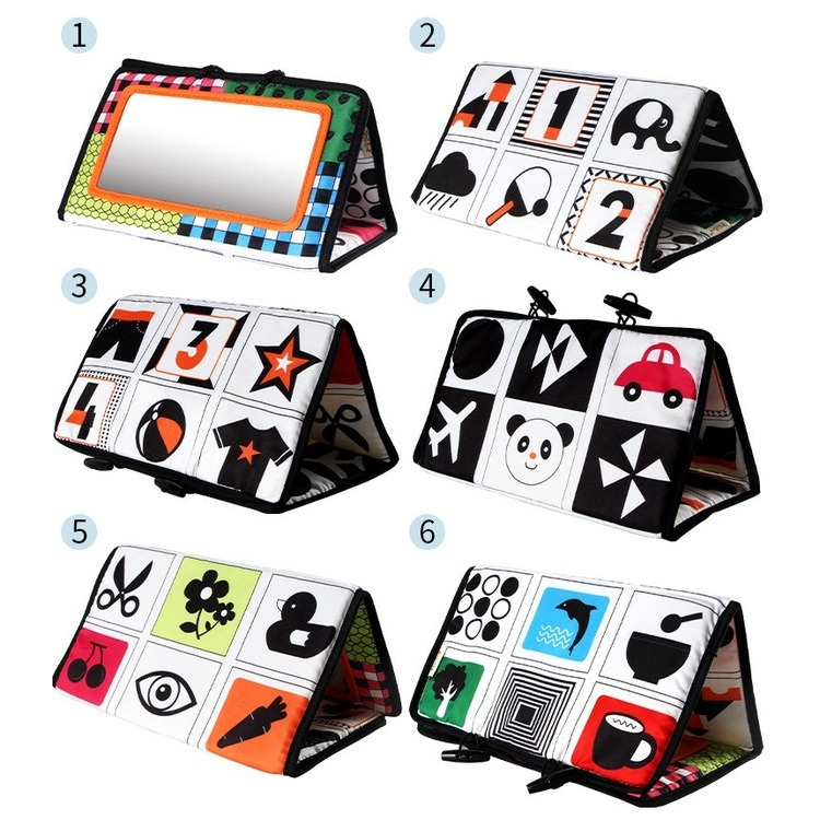 2 In 1 Mirror Book Baby Tummy Time Floor Mirror Sensory Crawling Toys ...