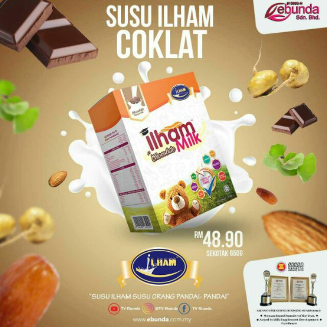 SUSU EBUNDA CHOCOLATE 650G ILHAM MILK SKIM MILK SUSU CAMPURAN BADAN DAN ...