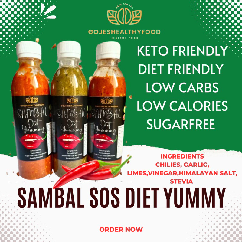 Sambal Sos Diet Low Kalori Low Carbs Keto SugarFree( +Stevia) Ready to ...