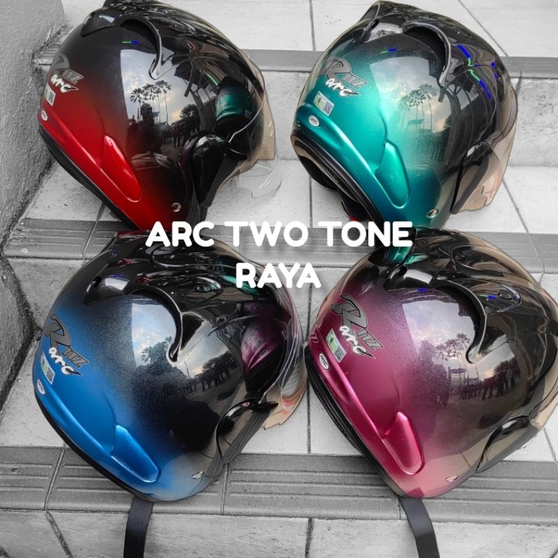ARC RITZ TWO TONE RAYA EDITION BLUE,MERON, PINK GREEN HELMET | Shopee ...