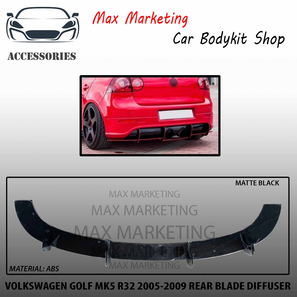 VOLKSWAGEN GOLF MK5 R32 2005-2009 REAR BUMPER DIFFUSER LIP WITH PAINT ...
