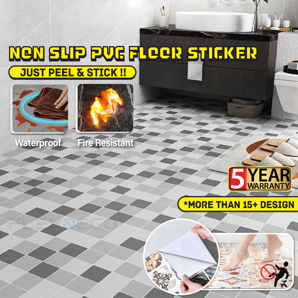 Waterproof Sticker Lantai Pelekat Dapur PVC Floor Sticker Waterproof ...