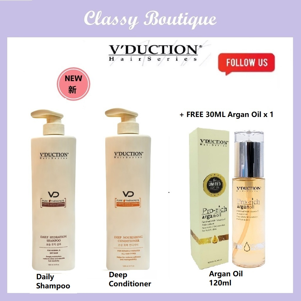 Bundle Set Vduction Pure Therapy Haircare Treatment 1l Argan Oil