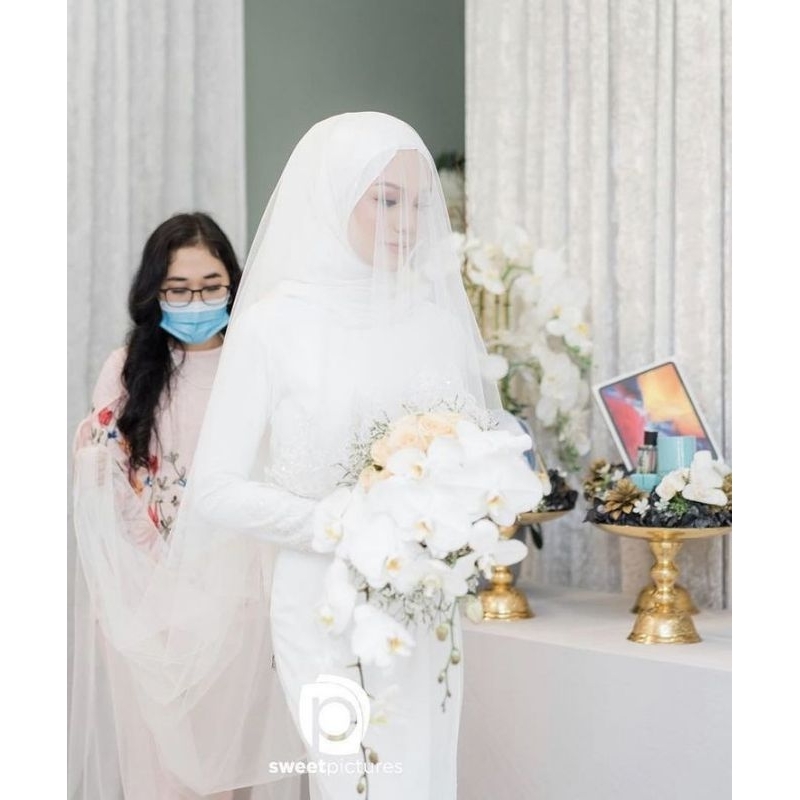 Veil plain /long veil/veil nikah labuh/veil pengantin /wedding veil ...