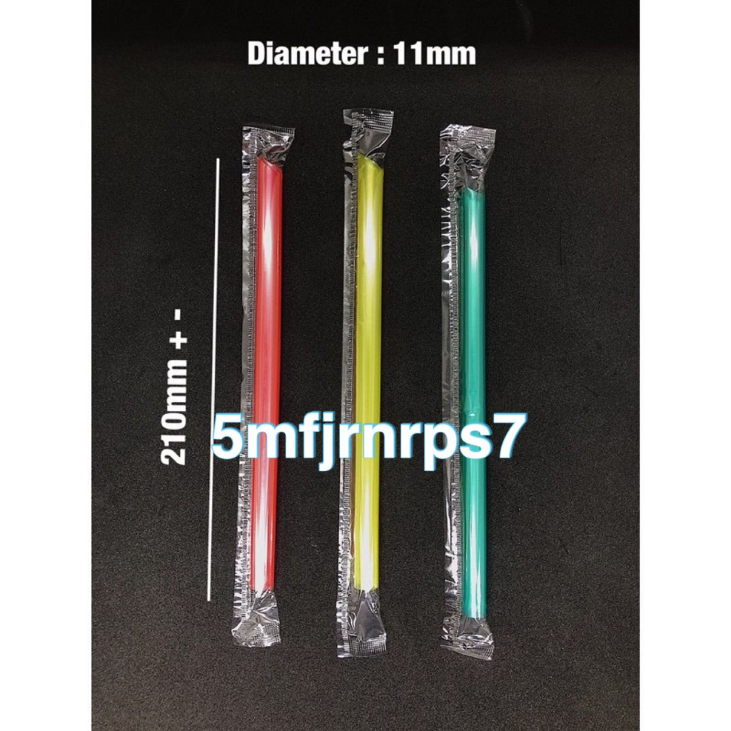 8” Straw Besar Warna Pembungkusan Individu / Giant Straw Sharp End ...