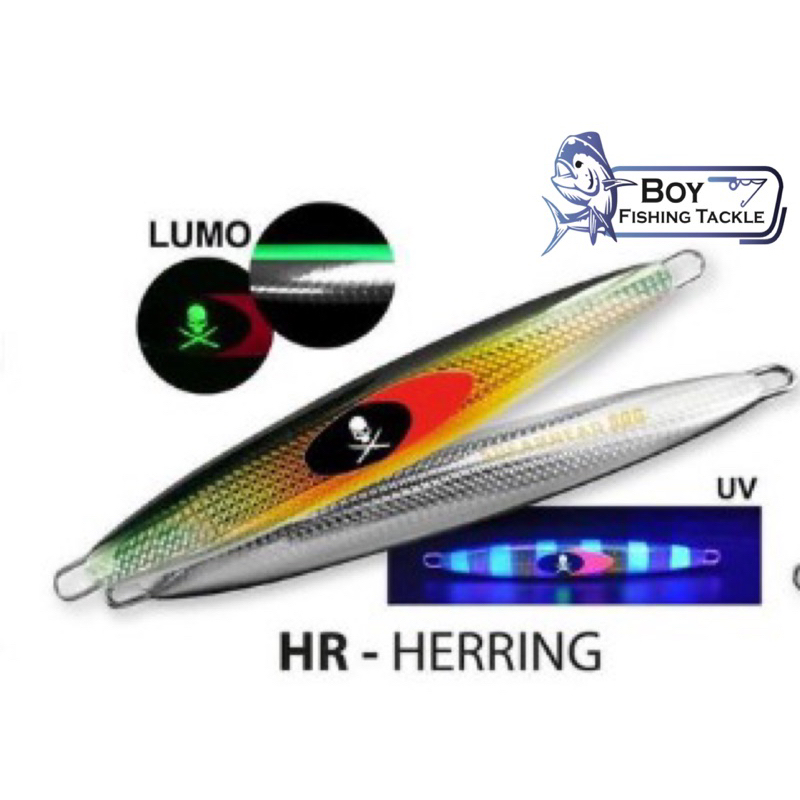 Piratez Strike SpearHead Dual Function Metal Jig Slow Fall Jigging Fast Sinking UV Lumo 40g 60g ...