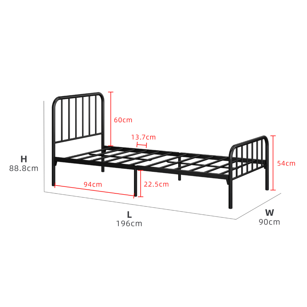 KitchenZ 3V Single Bed Frame Katil Besi Katil Kayu Katil Murah Powder ...