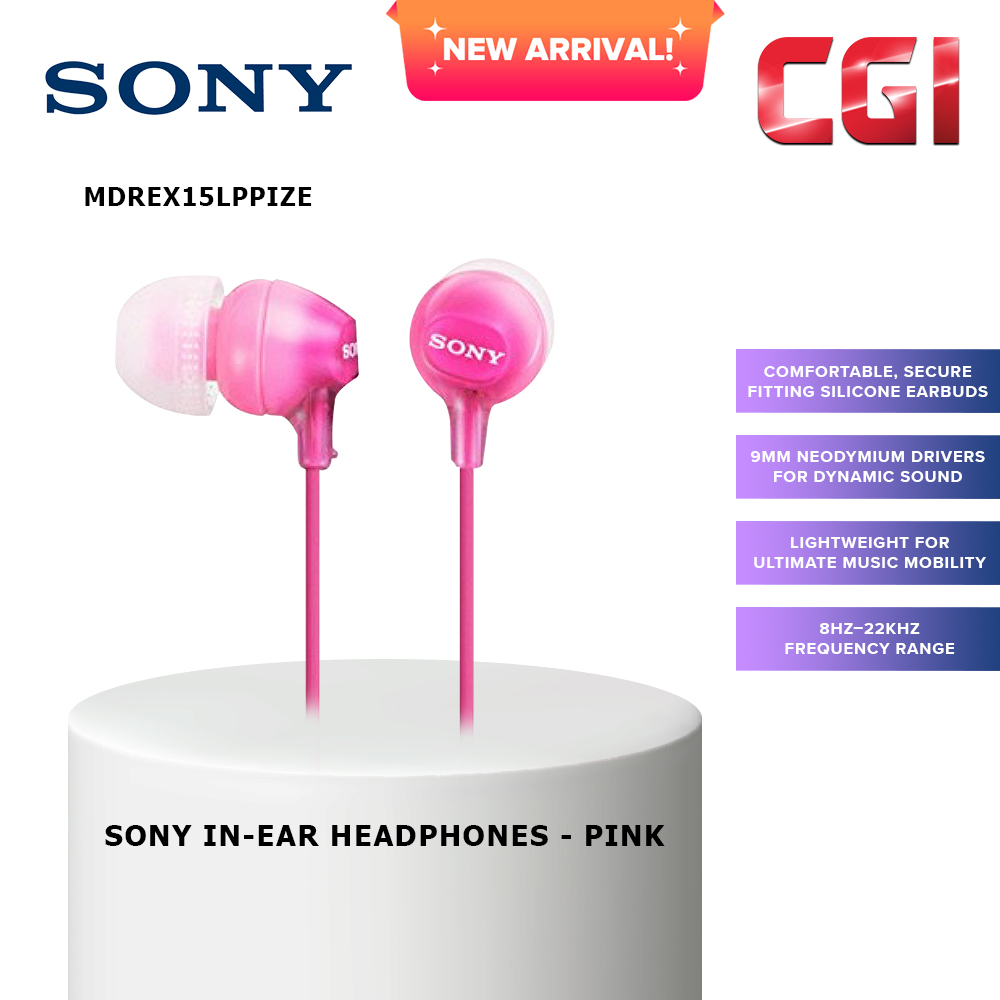 Sony MDR-EX15LPPIZE Wired In-ear Headphones without Mic - Pink | Shopee ...