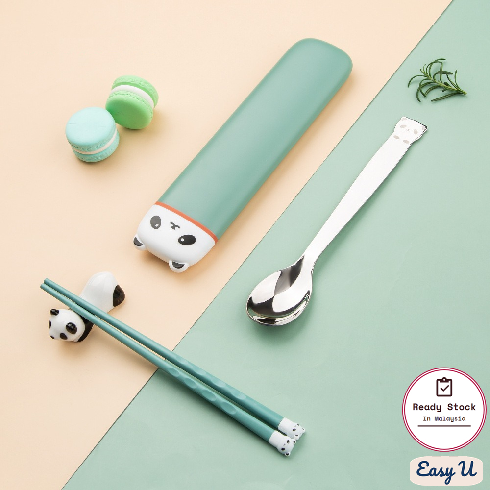 304 Stainless Steel 2 pcs Bear Portable Cutlery Set Students Cutlery ...