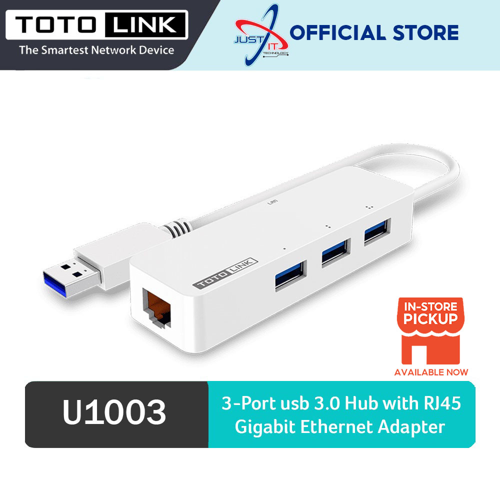 TOTOLINK U1003 3-PORT USB 3.0 HUB WITH RJ45 GIGABIT Ethernet | Shopee ...
