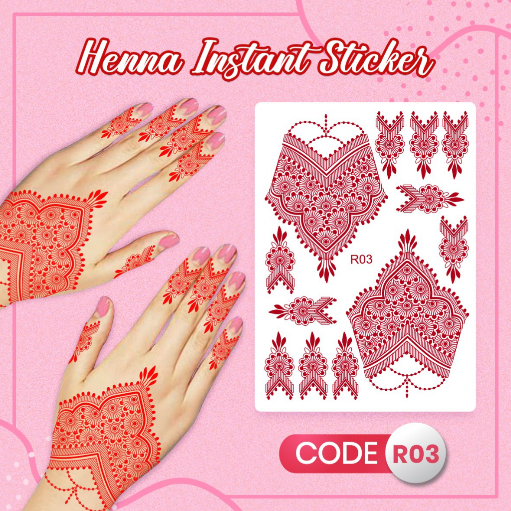New Design Red Henna Instant Waterproof Sticker For Bride Stiker Inai ...