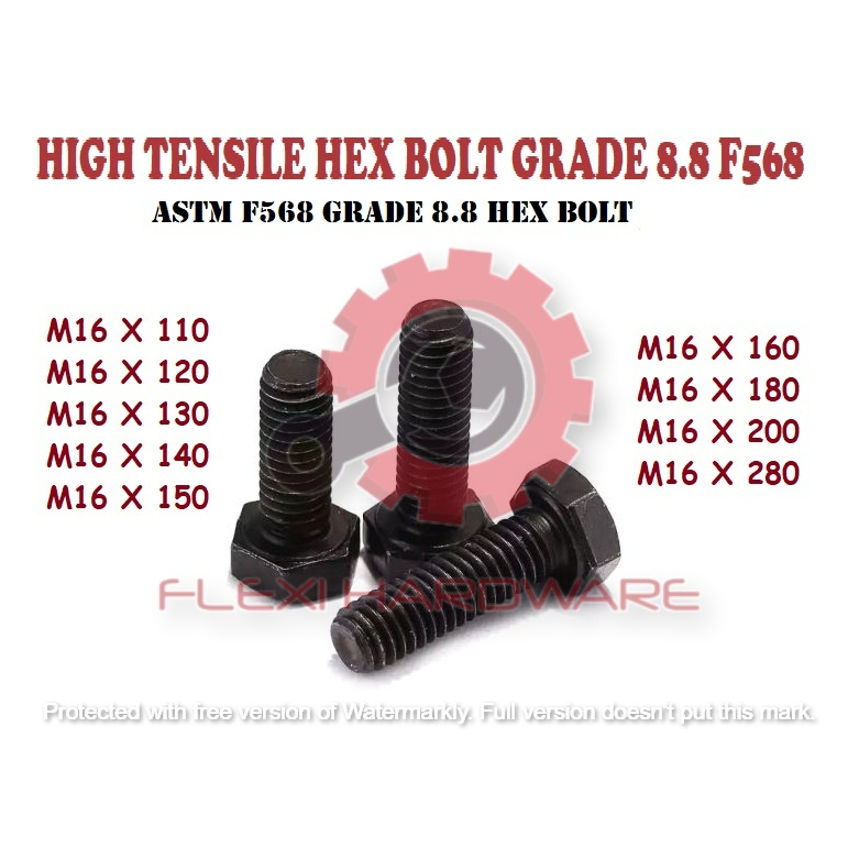 Grade 8.8 - M16 Long Length Hex Bolt Hex Screw DIN933 Hexagon Head ...