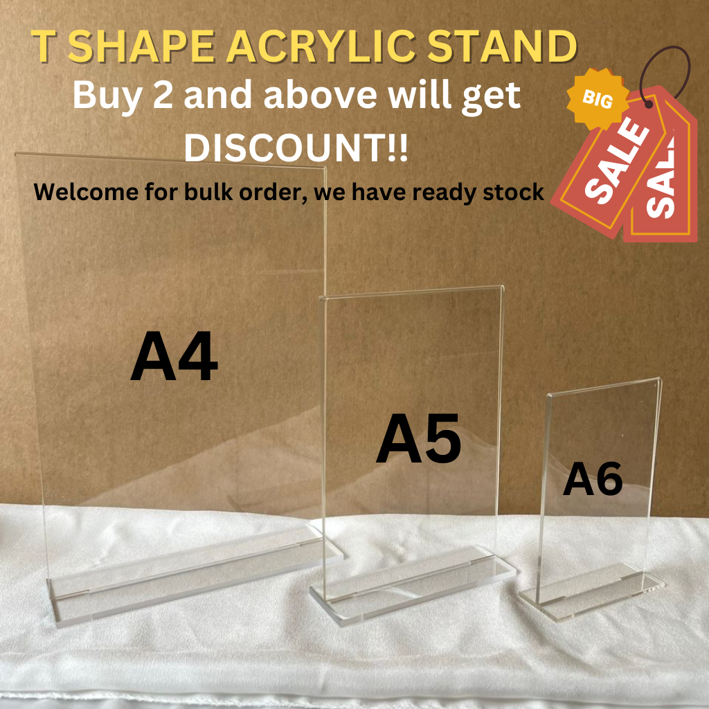 [SALES] Acrylic Paper T shape stand holder A4/A5/A6 Portrait Package ...