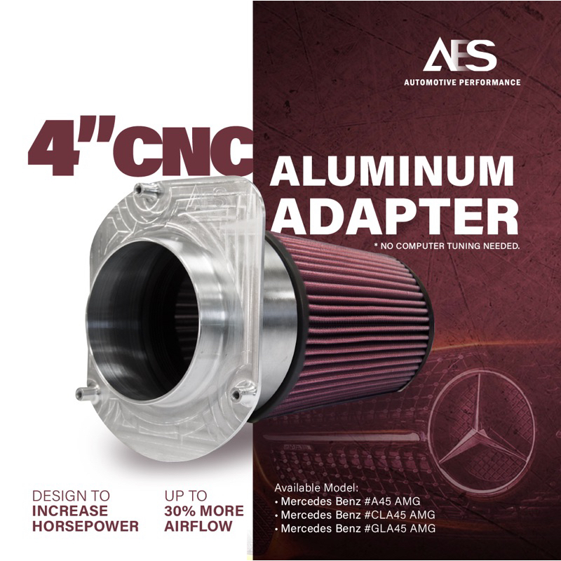 【Ready Stock 】 Mercedes Benz A45 CLA45 GLA45 Air Filter / 4inch CNC Aluminum Adapter with K&N ...