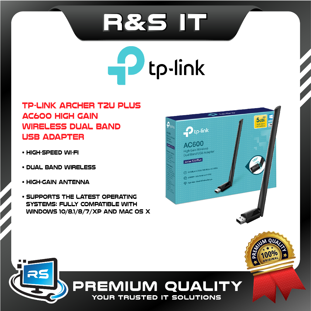 TP-Link Archer T2U Plus AC600 High Gain Wireless Dual Band USB Adapter ...