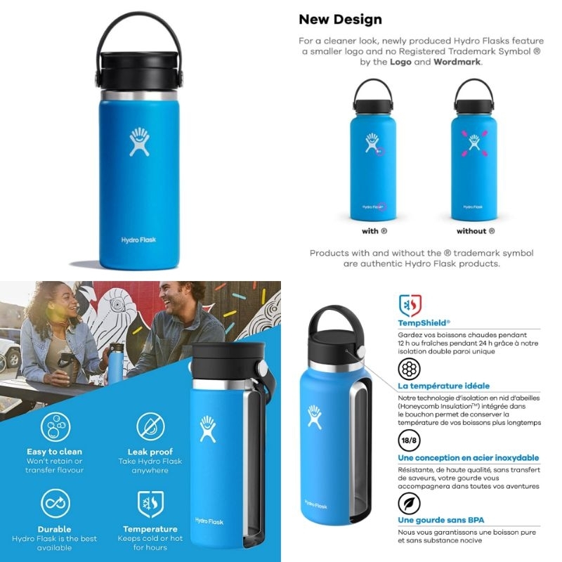 Hydro Flask 2.0 16oz Wide Mouth Pacific Blue hydration pro-grade ...