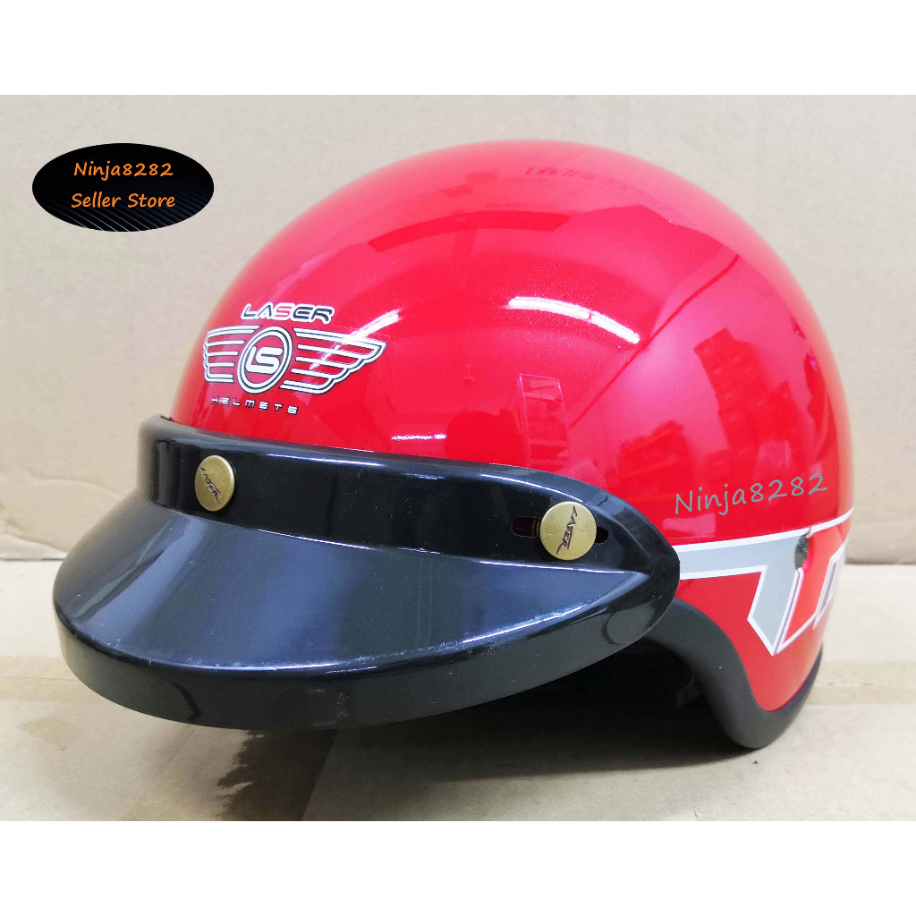 Laser Helmet Half Cut ( Red / Merah ) SGV LASER XDOT SWAN KHI VESPO MHR ...