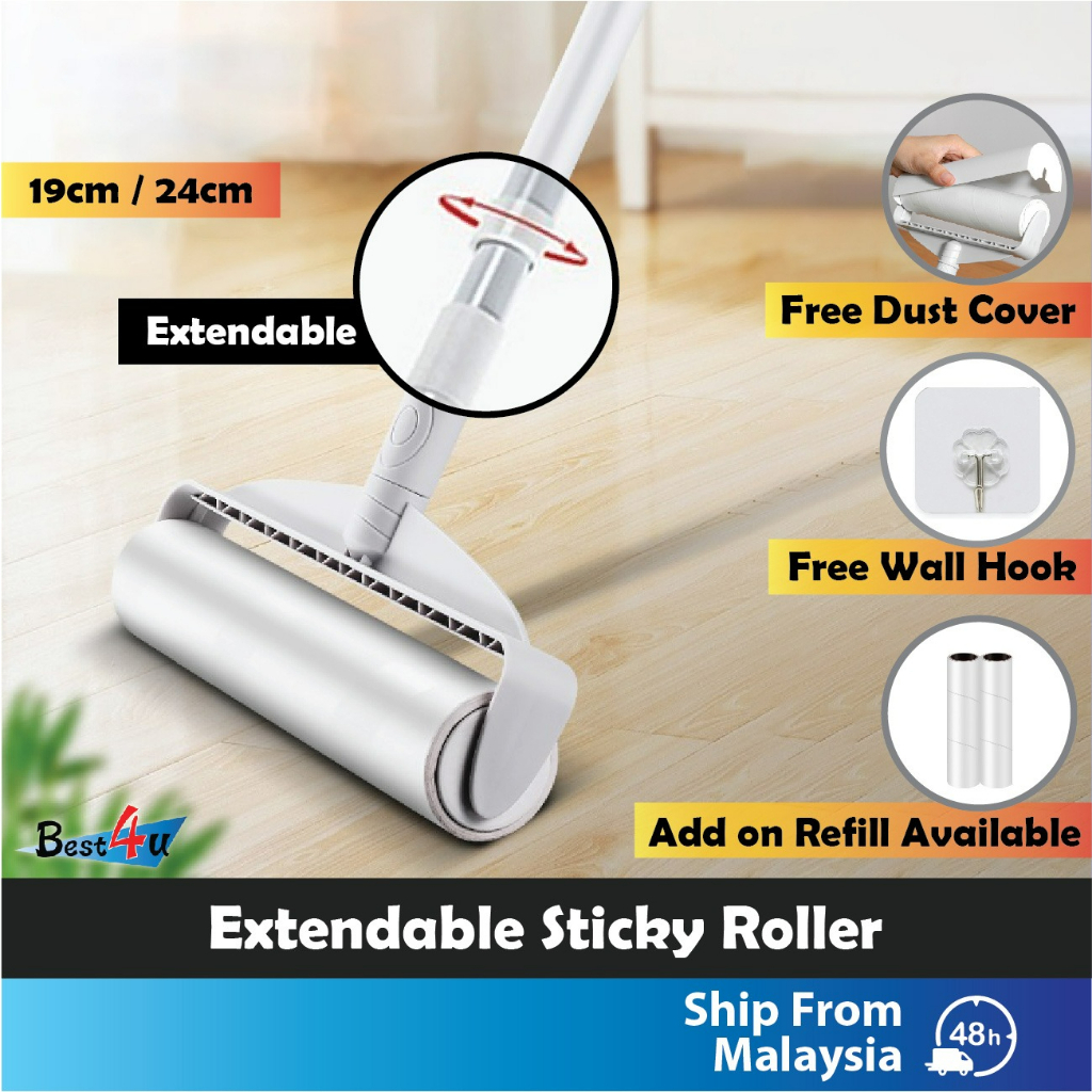BEST4U 19/24cm Extendable Sticky Roller | Dust Sticky Remover | Sticky ...