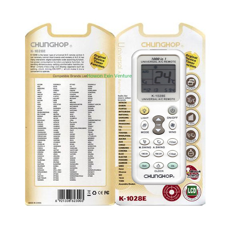 CHUNGHOP Universal Aircond Remote Control K-1028E (Original) | Shopee ...