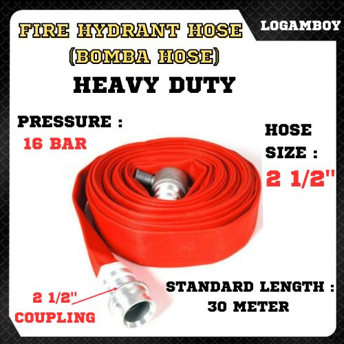 FIRE FIGHTING HYDRANT CANVAS HOSE BOMBA PAIP PIPE 30METER 100FEET ...