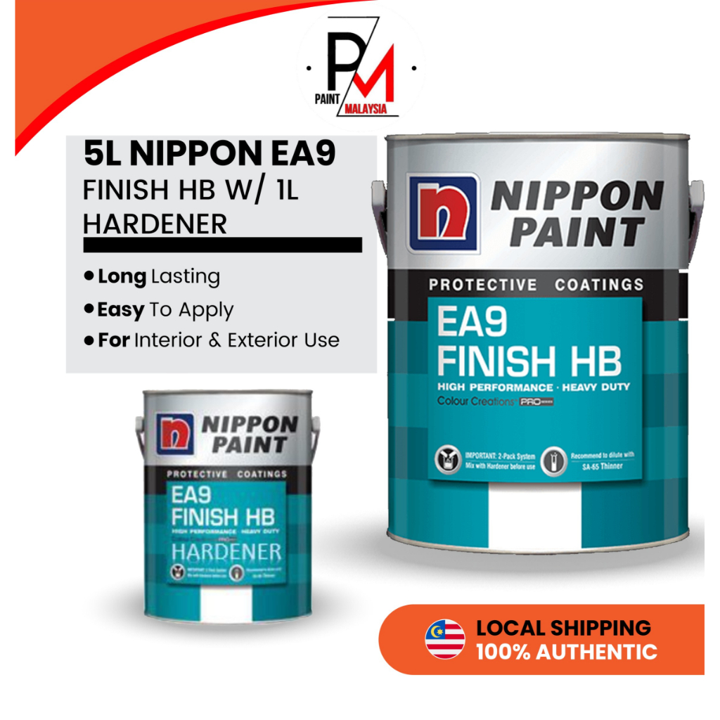 NIPPPON PAINT EA9 Finish HB 5 Liter With 1 Liter Hardener Floor Paint Finish Epoxy Paint Pool ...