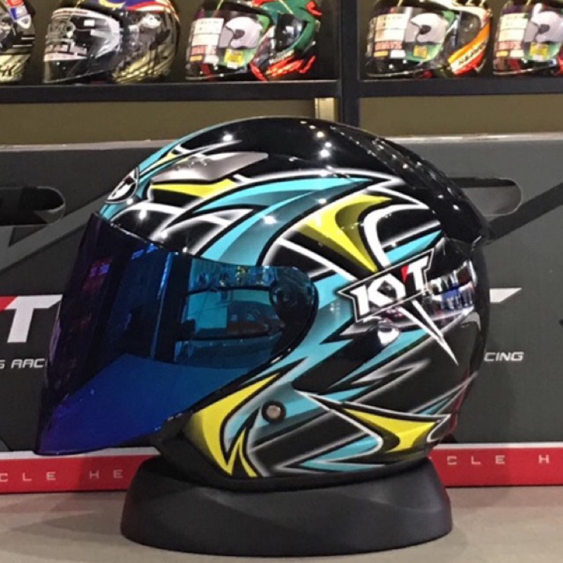 Kyt Hellcat Galaxy Bike In Black Aqua Blue Openface Helmet | Shopee ...