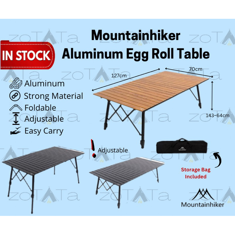 MOUNTAINHIKER Lightweight Portable Folding Table Adjustable Height ...