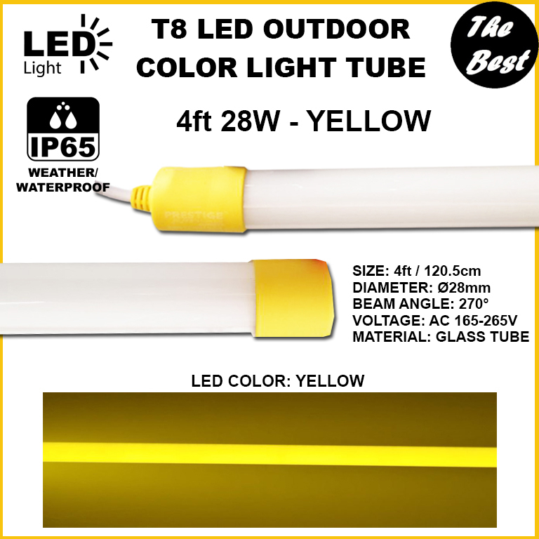 LED T8 Colour Outdoor Light Tube Weatherproof IP65 4ft T8 28W | Red Yellow Blue Green Multi ...