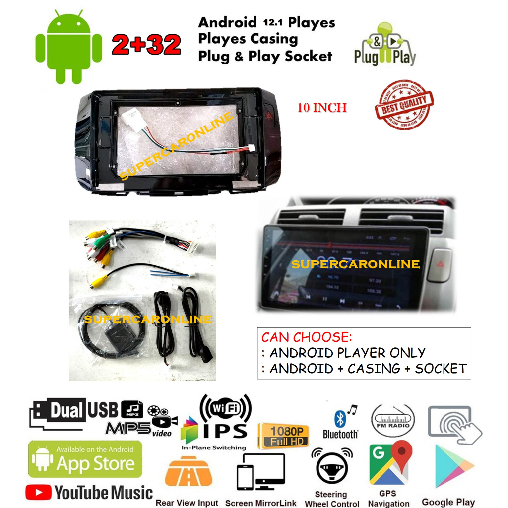 Perodua ALZA Old 2010 - 2017 android player 10 inch PLUG N PLAY with ...