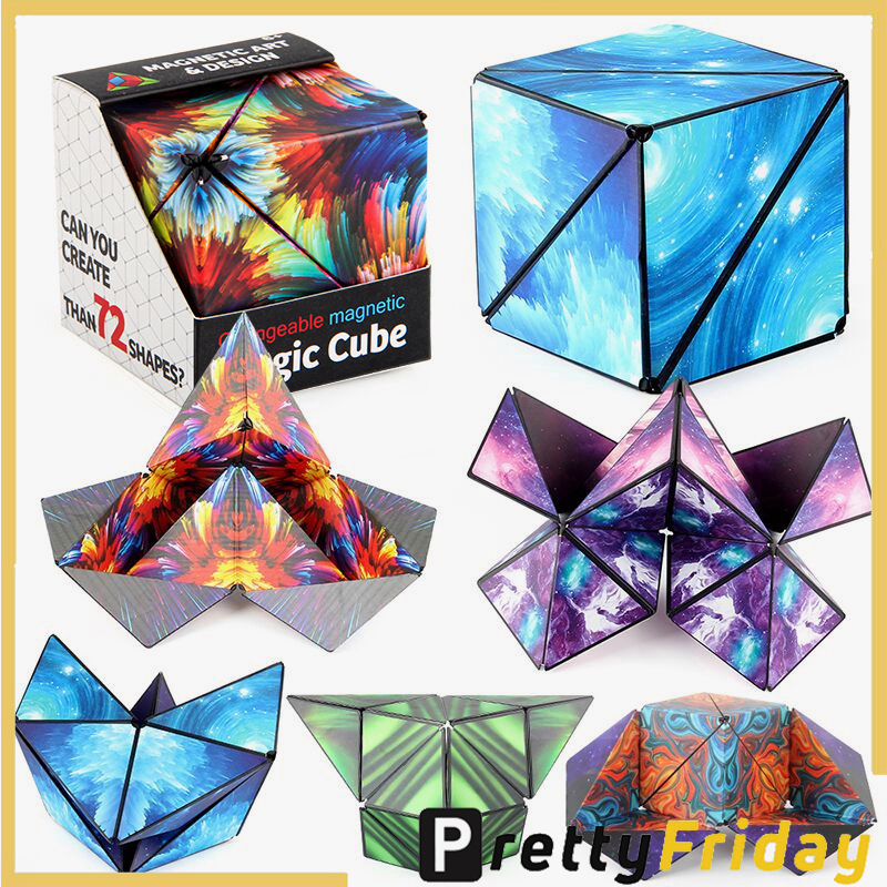 3D Magic Cube Magnet Fidget Toy Kids Puzzle Cube Toys Adults Fidget ...