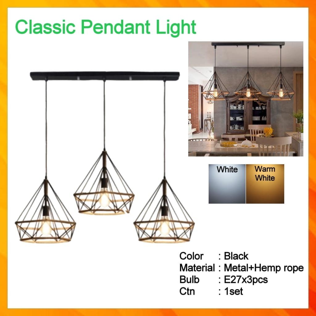 Classic Pendant Light/ Lampu Siling/Retro Art Design | Shopee Malaysia