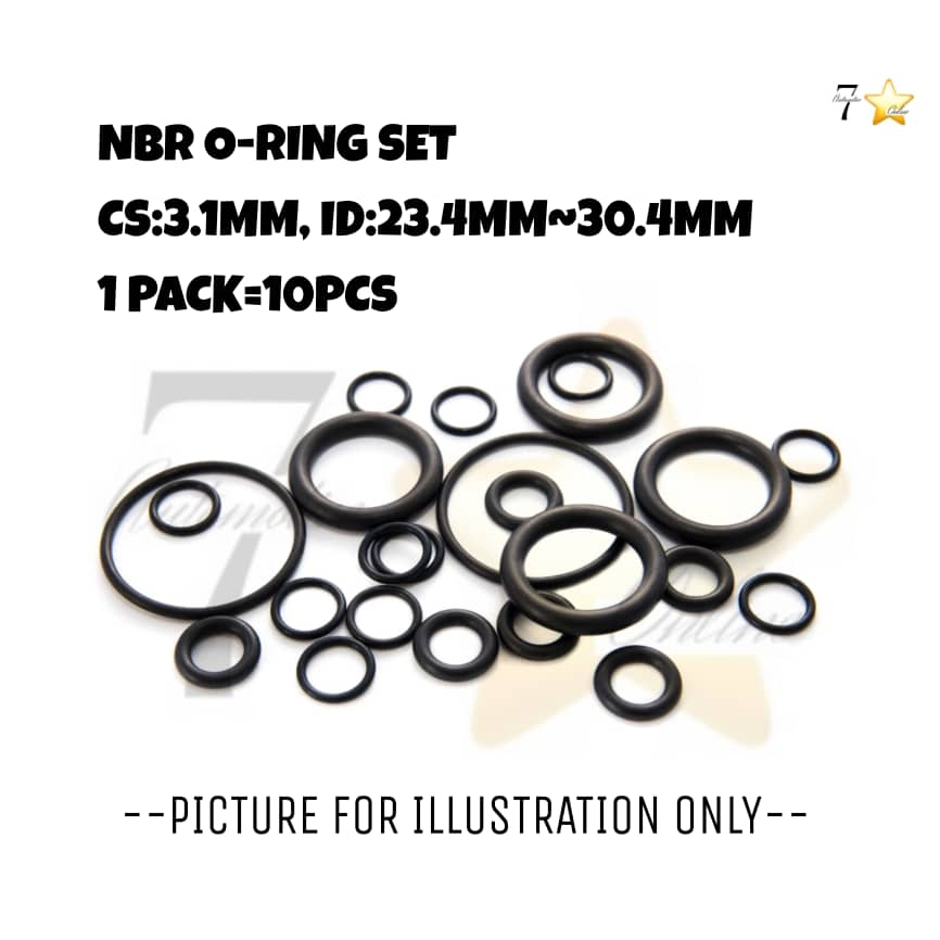 10PCS / NITRILE / BUNA O-RING SETS CS-3.1MM ID-23.4MM~30.4MM NBR O/R ...