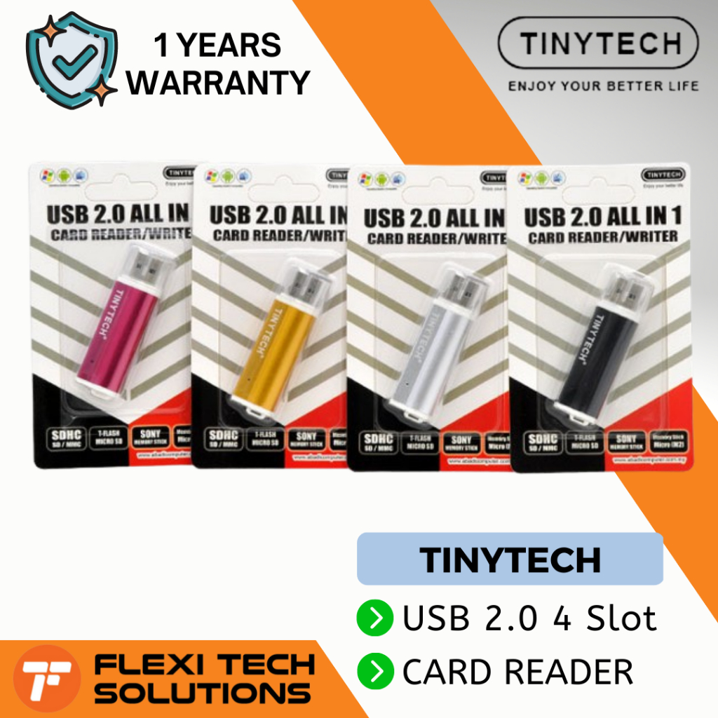 Flexi Tech TINYTECH USB 2.0 4 Slot Card Reader For SDHC/MMC, Ms/MsPRO ...