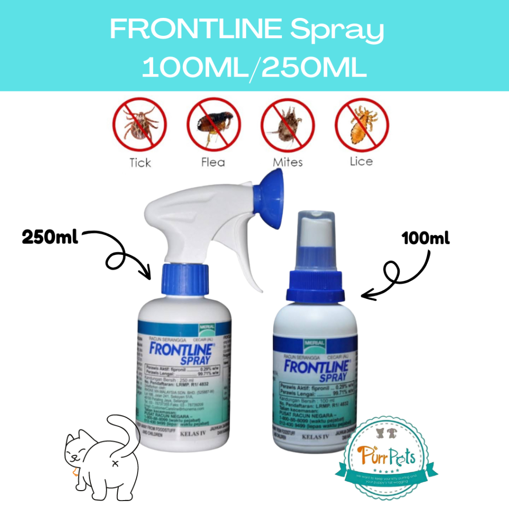 FRONTLINE Spray Ticks & Fleas Treatment For Cats & Dogs - 100ml / 250ml ...