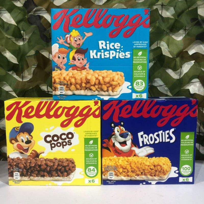 Kellogs Rice Krispies, Coco Pops, Froties Cereal Milk Bar 6 x 20g Box ...