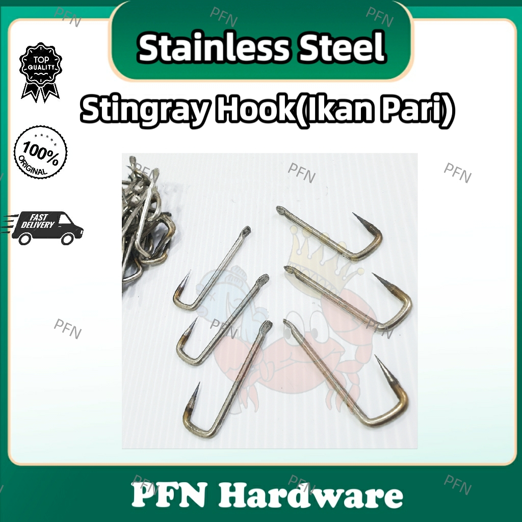Stainless Steel Stingray Hooks (Ikan Pari) 100 Pcs One Size 💥READY ...