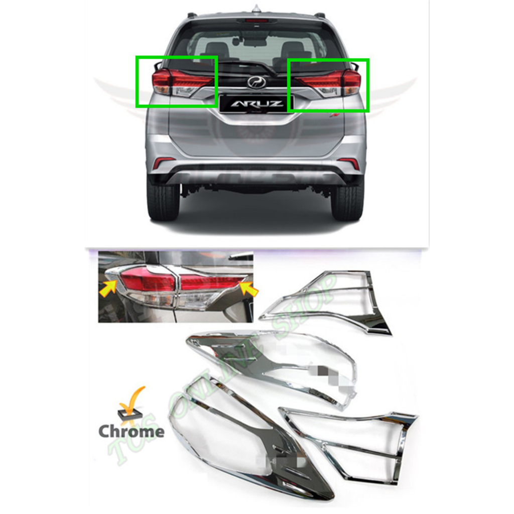 PERODUA ARUZ ABS Tail Rear Light Lamp Cover Trim 4 PCS(CHROME) | Shopee ...