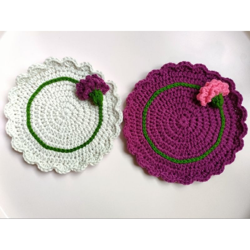 [Ready stock] Carnation Coaster Crochet| Alas Mug/Lapik Cawan (HANDMADE ...