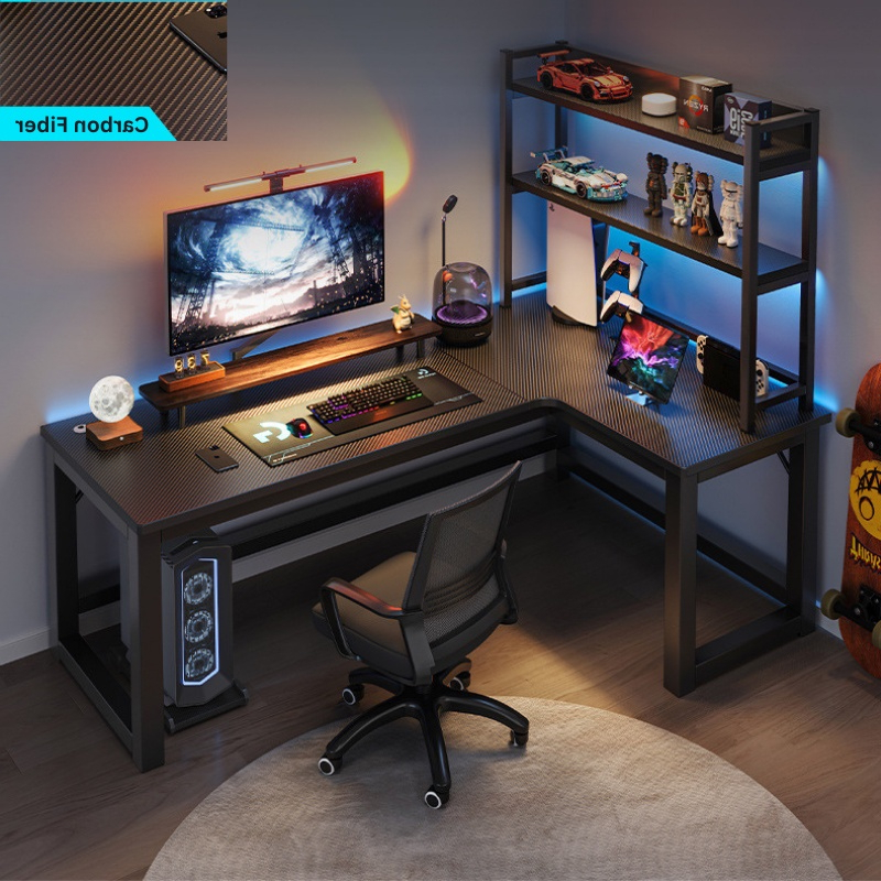 E-sports table, bedroom, bookshelf, one-piece, two-person desktop ...